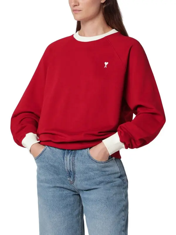 AMI Paris De Coeur Sweatshirt /ivory - Red