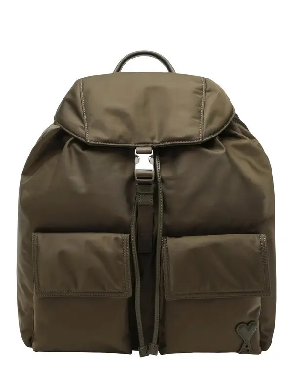 AMI Paris Marcel Truffle-colored Nylon Backpack - Brown