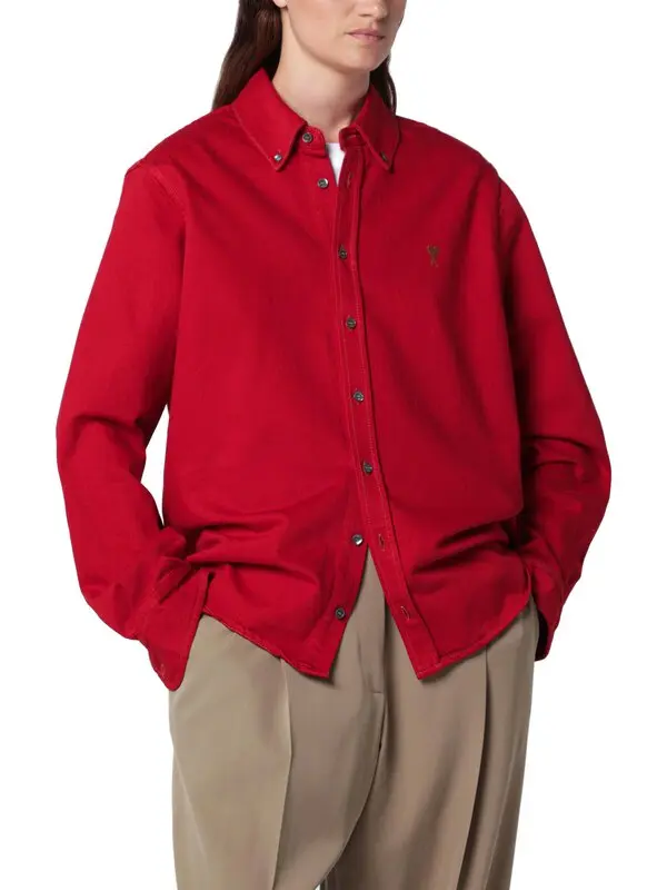 AMI Paris De Caur Ruby Cotton Shirt - Red