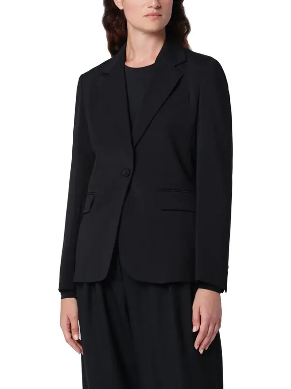 Max Mara Single-breasted Blazer In Stretch Wool - Black