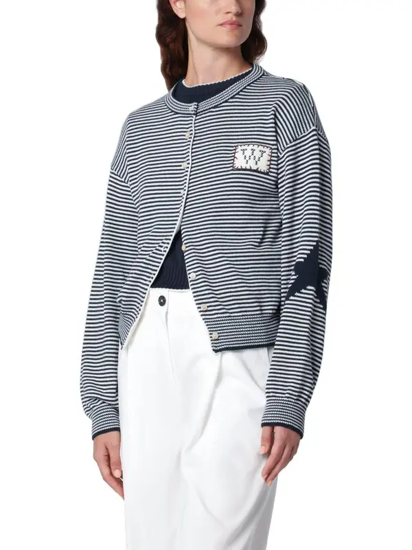 Max Mara Cotton Cardigan With Inlays - Blue
