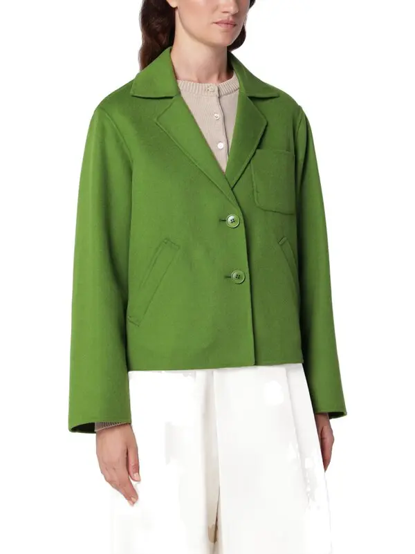 Max Mara Cropped Jacket In Wool-blend Cloth - Green