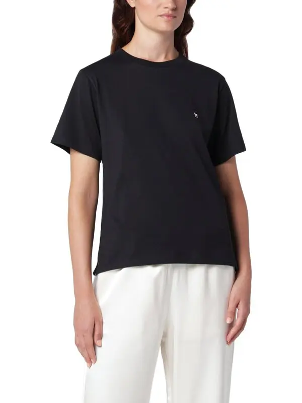 Max Mara T-shirt In Cotton With Logo Embroidery - Black