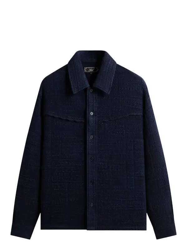 Kith Patchwork Tweed Johnson Shirt 'nocturnal - Blue