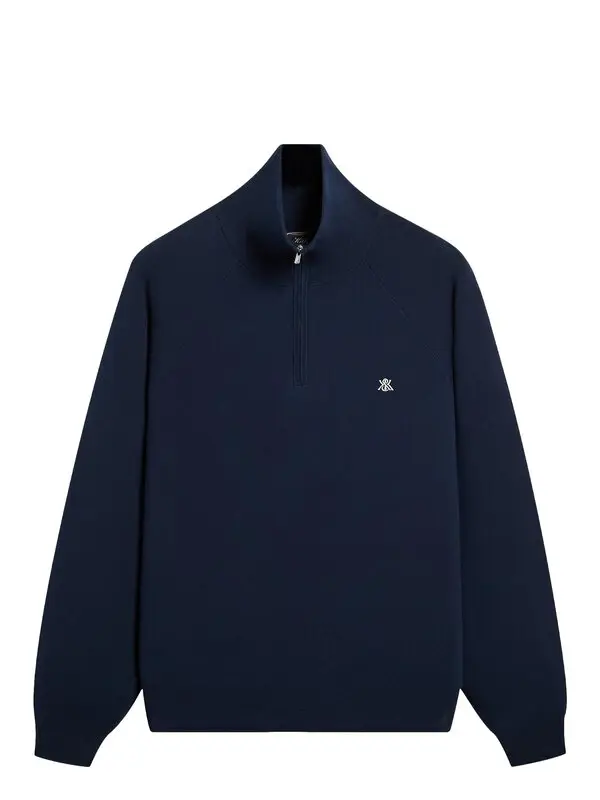 Kith Compact Cotton Knit Javier Quarter Zip Pullover 'nocturnal - Blue