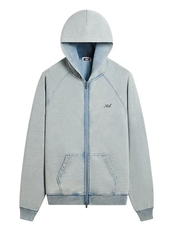 Kith Indigo Fleece Wilder Full Zip Hoodie 'pale Indigo - Blue