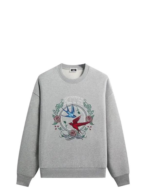 Kith Swallow Emblem Nelson Crewneck 'mid Heather - Grey