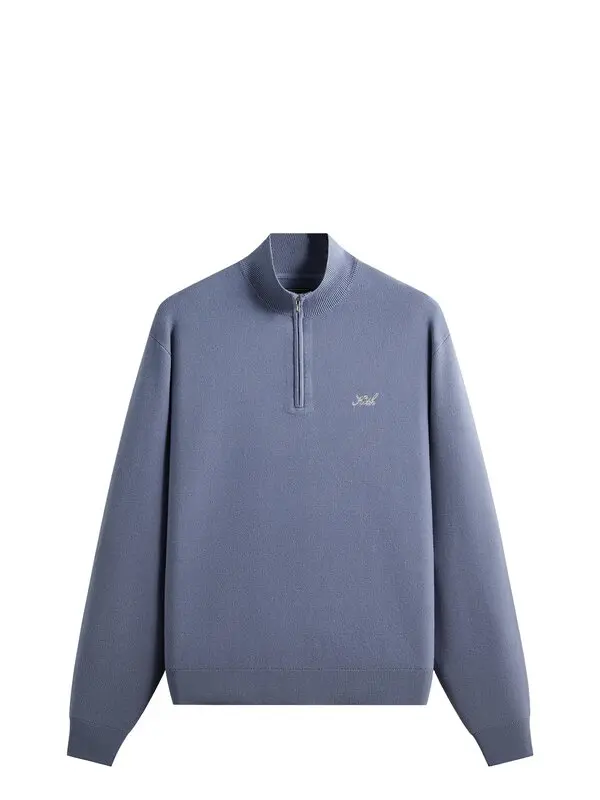 Kith Harmon Quarter Zip Mock Neck 'granite - Blue