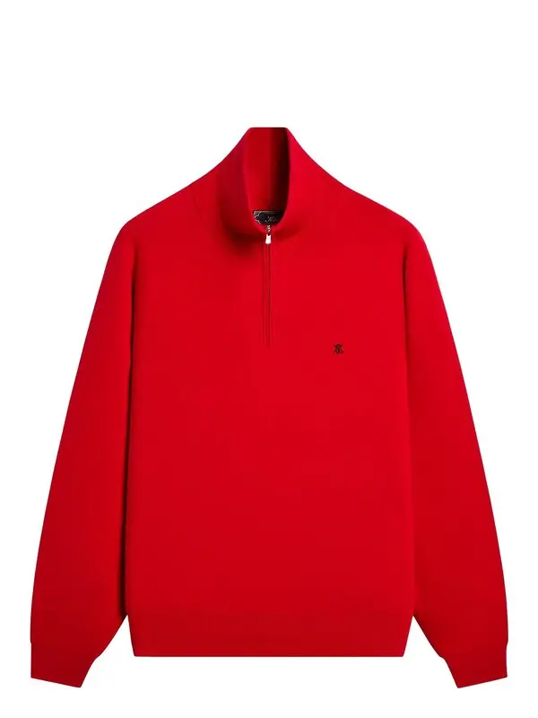 Kith Compact Cotton Knit Javier Quarter Zip Pullover 'fame - Red
