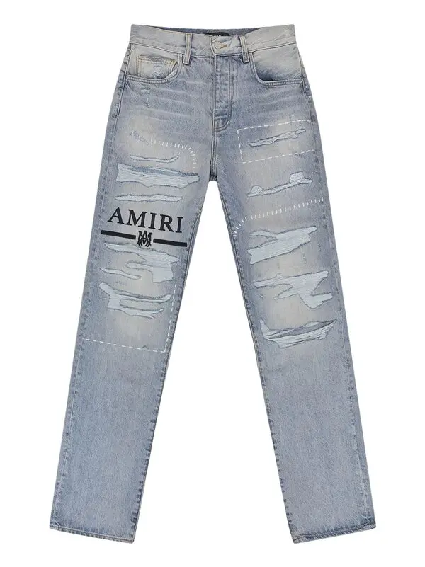 Amiri Ma Bar Logo Straight Jean 'stone Indigo - Blue