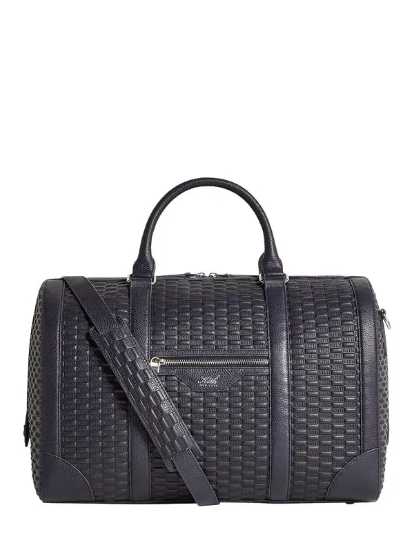 Kith Monogram Tumbled Leather Traveler K40 Duffle Bag 'ink - Black