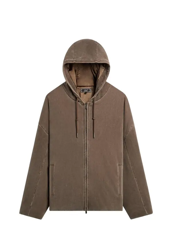 Kith Microsuede Puffed Jaysen Hoodie 'pecan - Brown