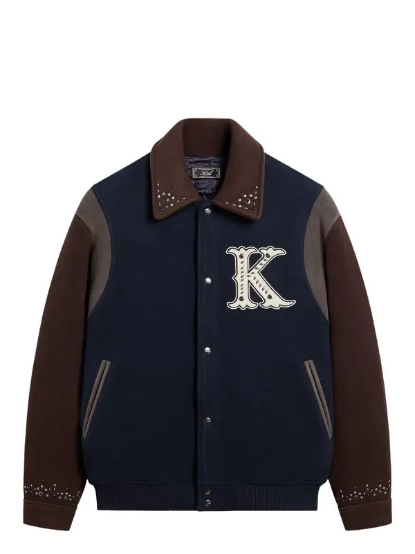 Kith Melton Wool Studded Varsity Jacket 'eve - Black