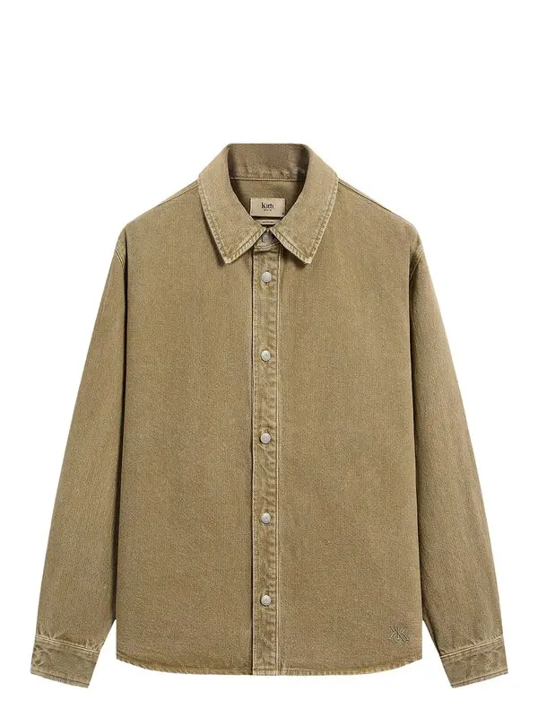Kith Herringbone Denim Apollo Shirt 'deliver - Tan