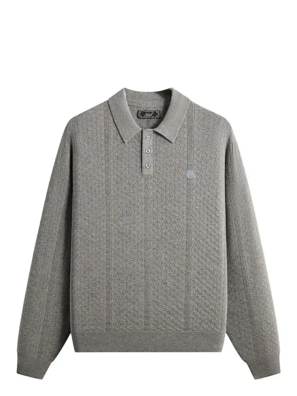 Kith Long Sleeve Tilden Pullover 'medium Heather - Grey
