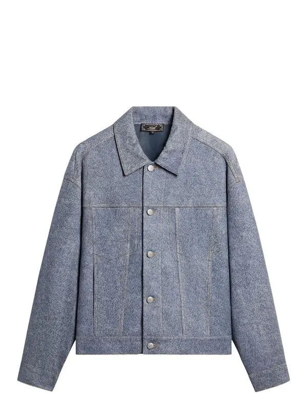 Kith Leather Denim Dario Trucker Jacket 'mid Indigo - Blue