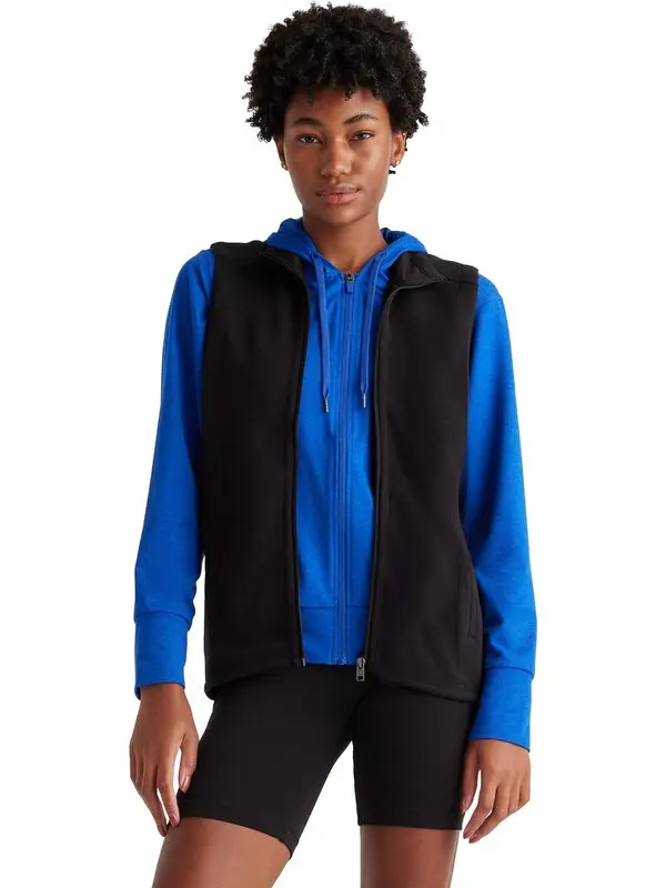 Quince Sweater-knit Fleece Full-zip Vest - Black