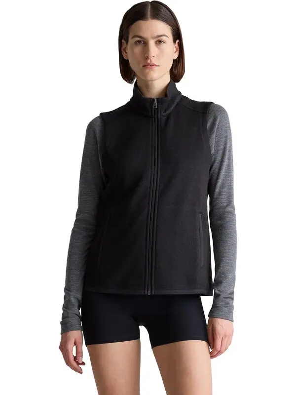 Quince Sweater-knit Fleece Full-zip Vest - Black