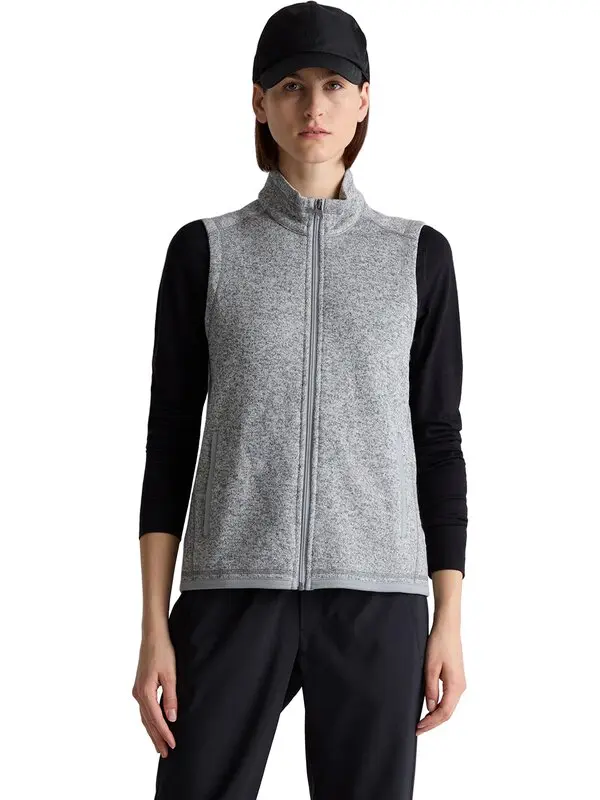 Quince Sweater-knit Fleece Full-zip Vest - Heather Grey