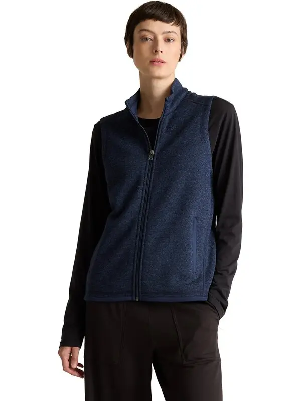 Quince Sweater-knit Fleece Full-zip Vest - Navy