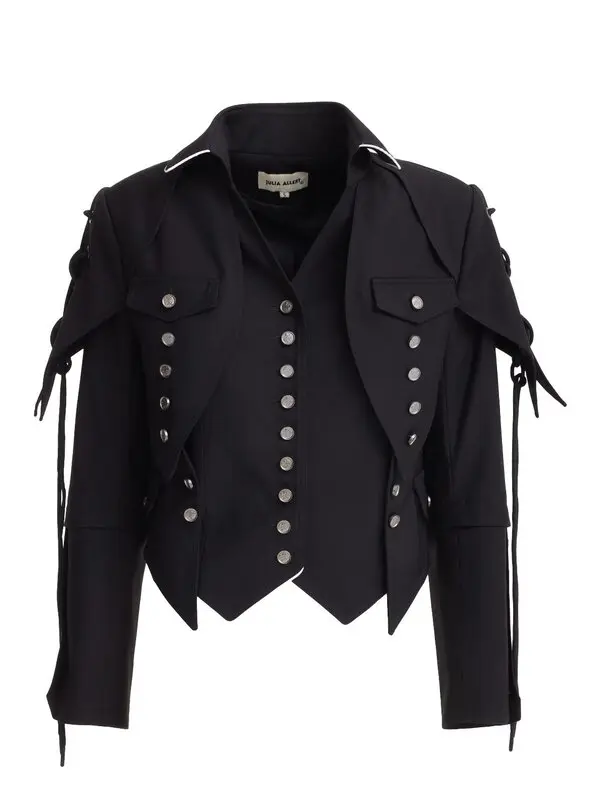 JULIA ALLERT Designer Lace-up Cropped Utility Jacket - Black