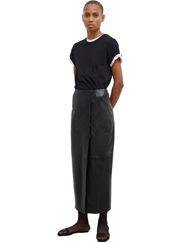 HOUSE OF DAGMAR Leather Wrap Skirt - Black