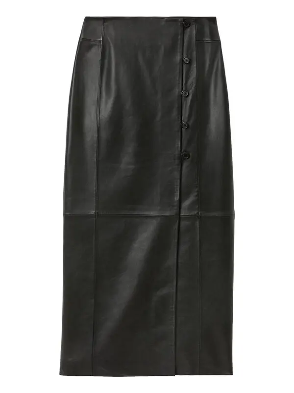 HOUSE OF DAGMAR Leather Wrap Skirt - Black