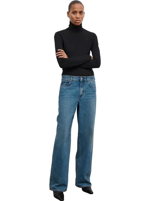 HOUSE OF DAGMAR Baggy Fit Denim - Mid Blue