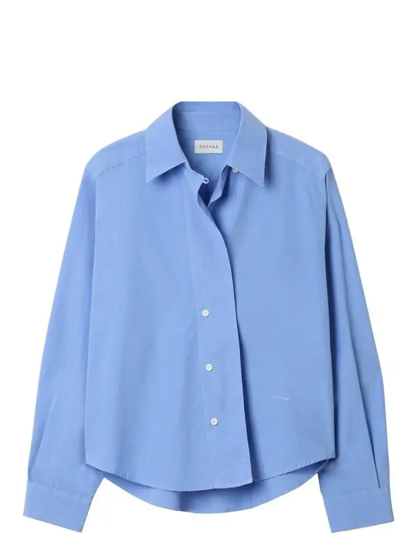 HOUSE OF DAGMAR Cropped Shirt - Mid Blue
