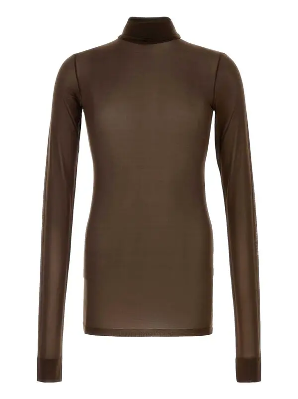 Saint Laurent Cupro-blend Slim T-shirt Top - Brown