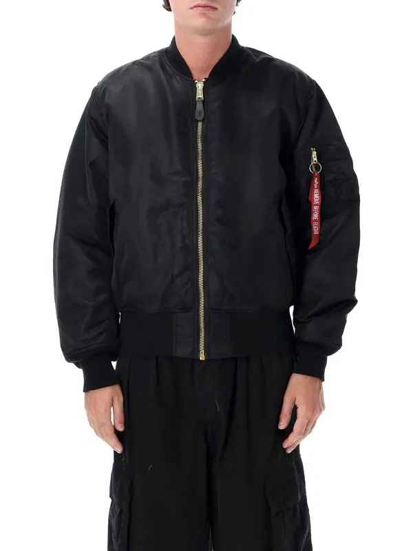 Alpha Industries Bomber Jacket With Zip Front And Utility Sleeve Pocket - Nero