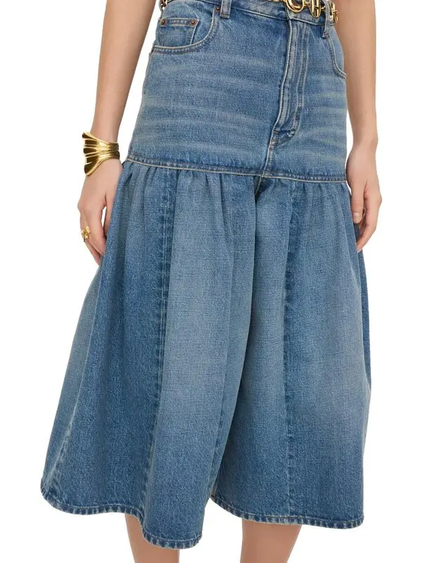Chloé Denim Mini Shorts With Front Zip - Blu