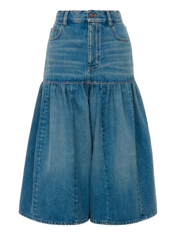 Chloé Denim Mini Shorts With Front Zip - Blu