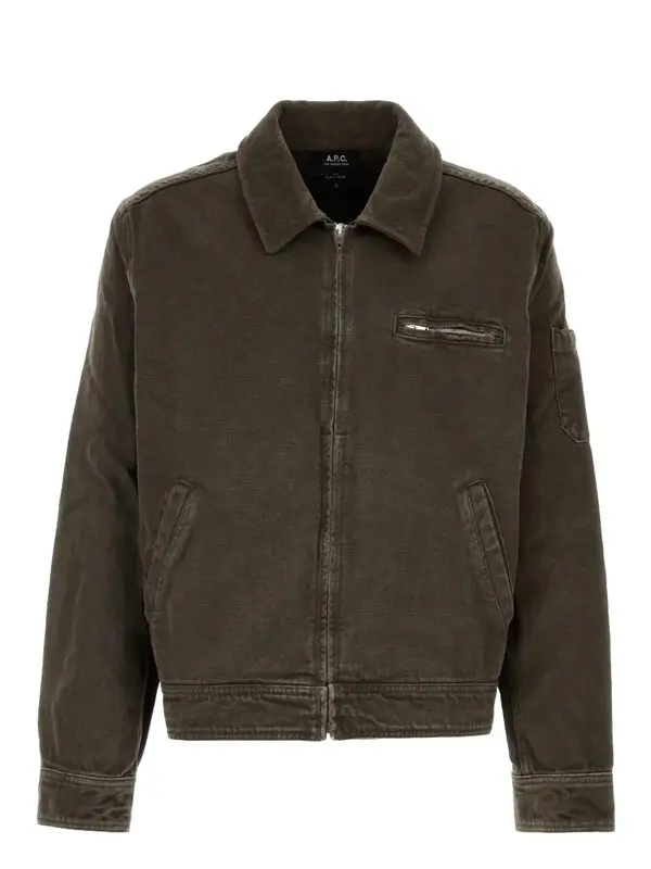 A.p.c. Classic-collar Cotton Denim Zip Jacket - Marrone