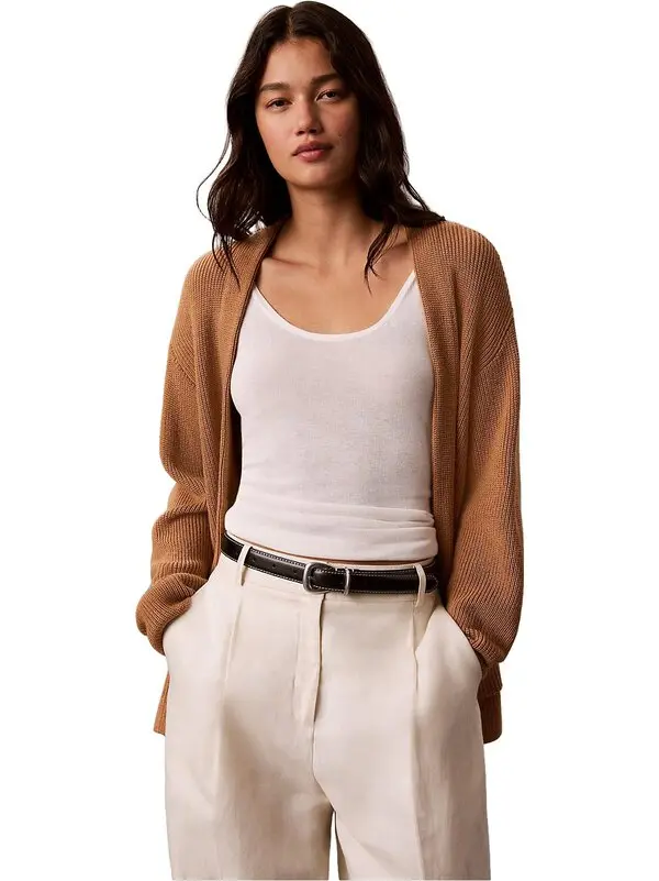 Calvin Klein Merino Wool Blend Duster Cardigan - Bronze Flash