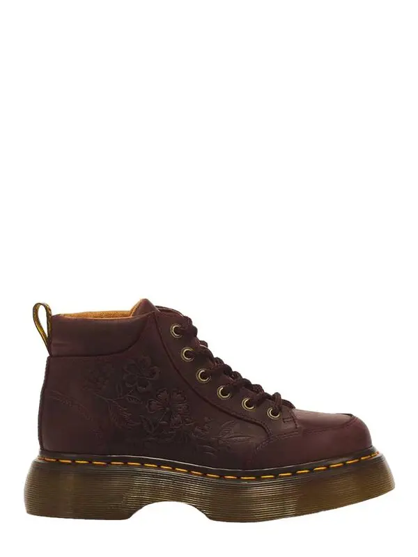 Dr. Martens Buzz Floral Emboss Analine Leather Boots - Red