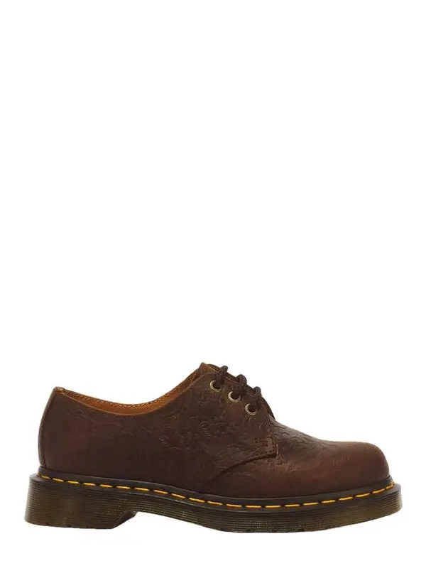 Dr. Martens 1461 Floral Emboss 3 Eye Crazy Horse Leather Lace Up Shoes - Brown