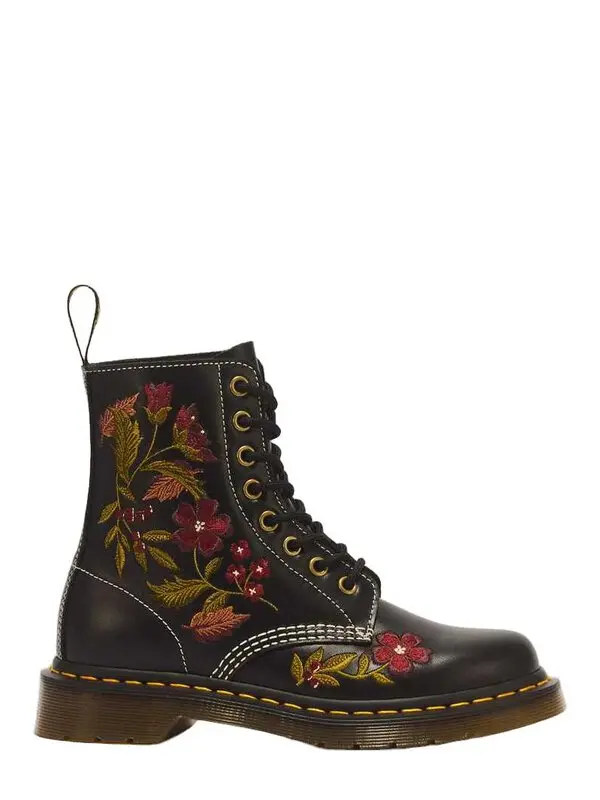 Dr. Martens 1460 Pascal Floral Eye Wanama Leather Lace Up Boots - Black