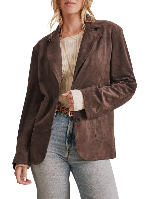 Splendid Ryder Faux Suede Blazer - Java Brown
