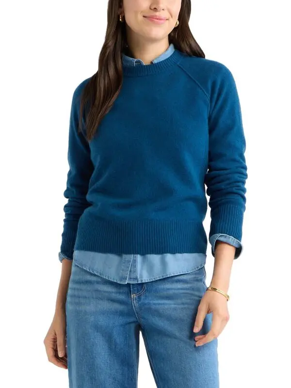 Caslon Wool & Cashmere Raglan Sweater - Blue Poseidon
