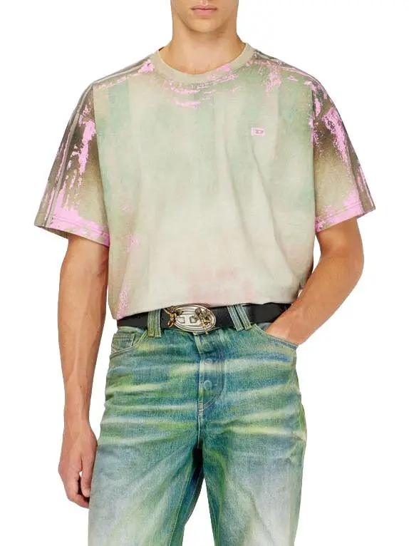 DIESEL® T-filmy Crewneck Stretch Cotton T-shirt - Pink