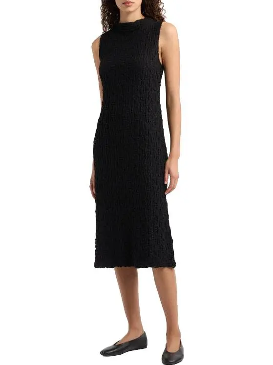 Eileen Fisher Funnel Neck Sleeveless Dress - Black