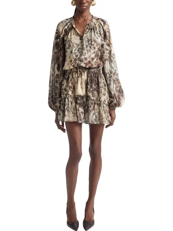 Ramy Brook Vivi Silk Blend Minidress - Bone Python