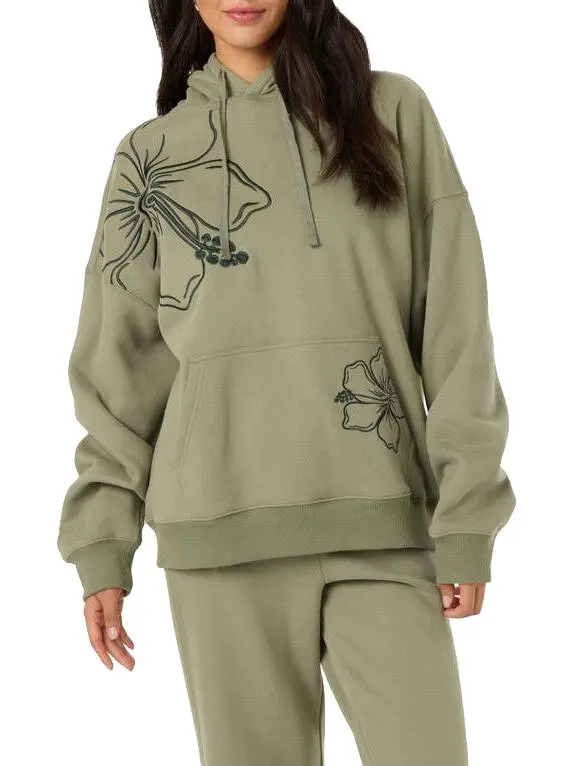 O'Neill Hibiscus Graphic Oversized Hoodie - Sage