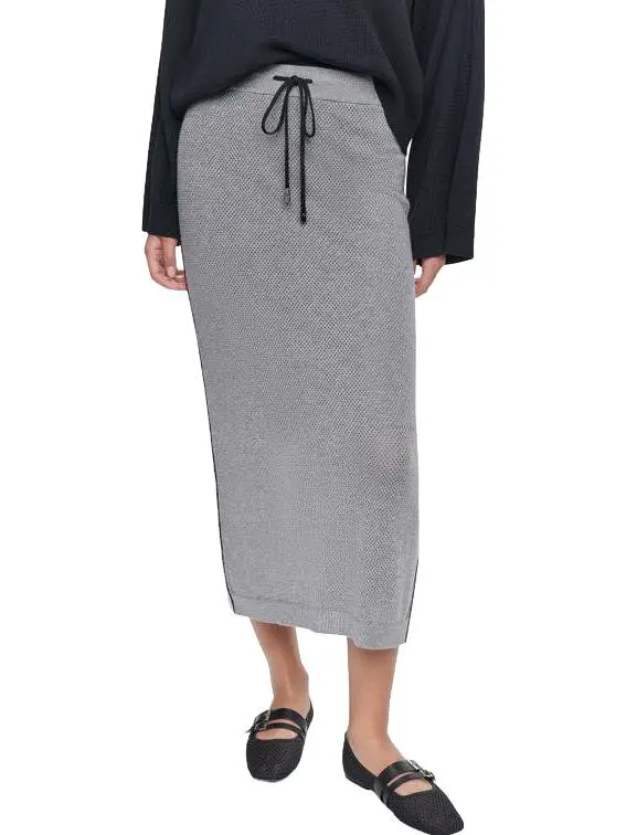 Dkny Contrast Trim Pointelle Mesh Midi Sweater Skirt - Feather Ht