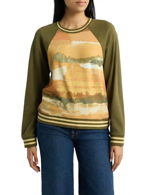 CITY BLUES Landscape Graphic Sweatshirt - Olive