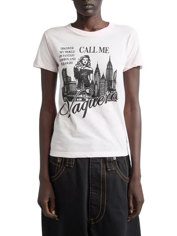 Vaquera Call Me Graphic T-shirt - Pink