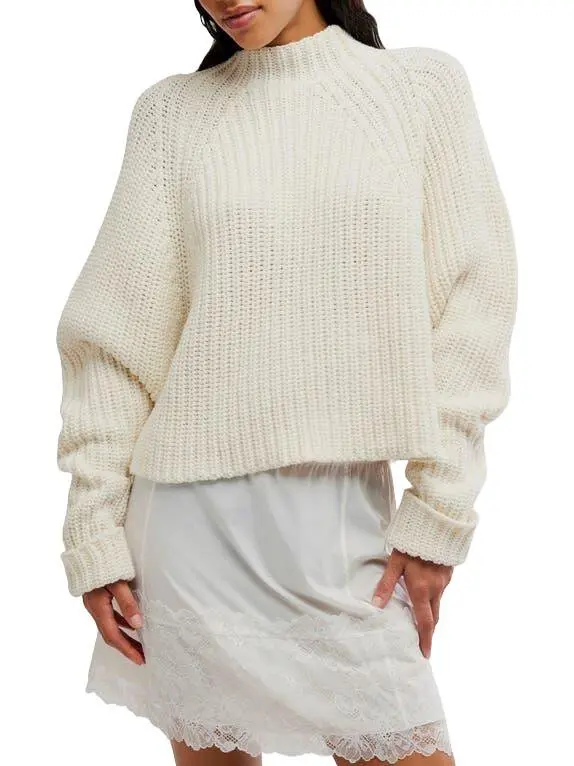 Free People Low Tide Mock Neck Sweater - Marshmellow
