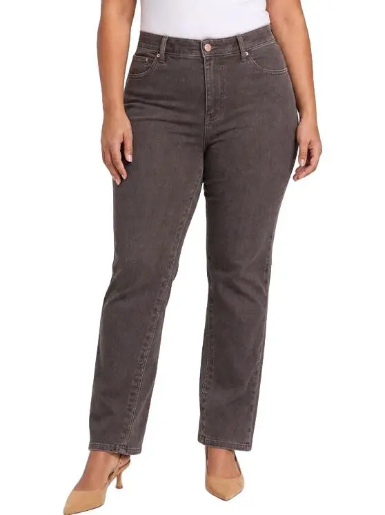 NYDJ Brooke High Waist Loose Straight Leg Jeans - Retro Espresso