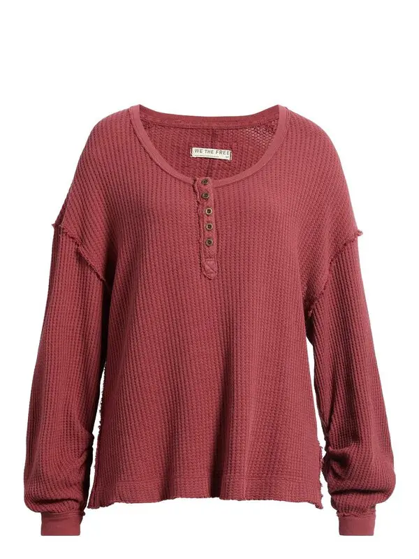 Free People Montreal Henley Thermal Top - Dionysus